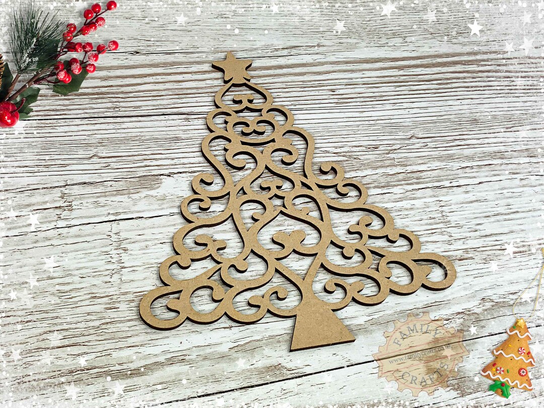 MDF Christmas Tree Shape Curly Christmas Tree Decoration - Etsy UK