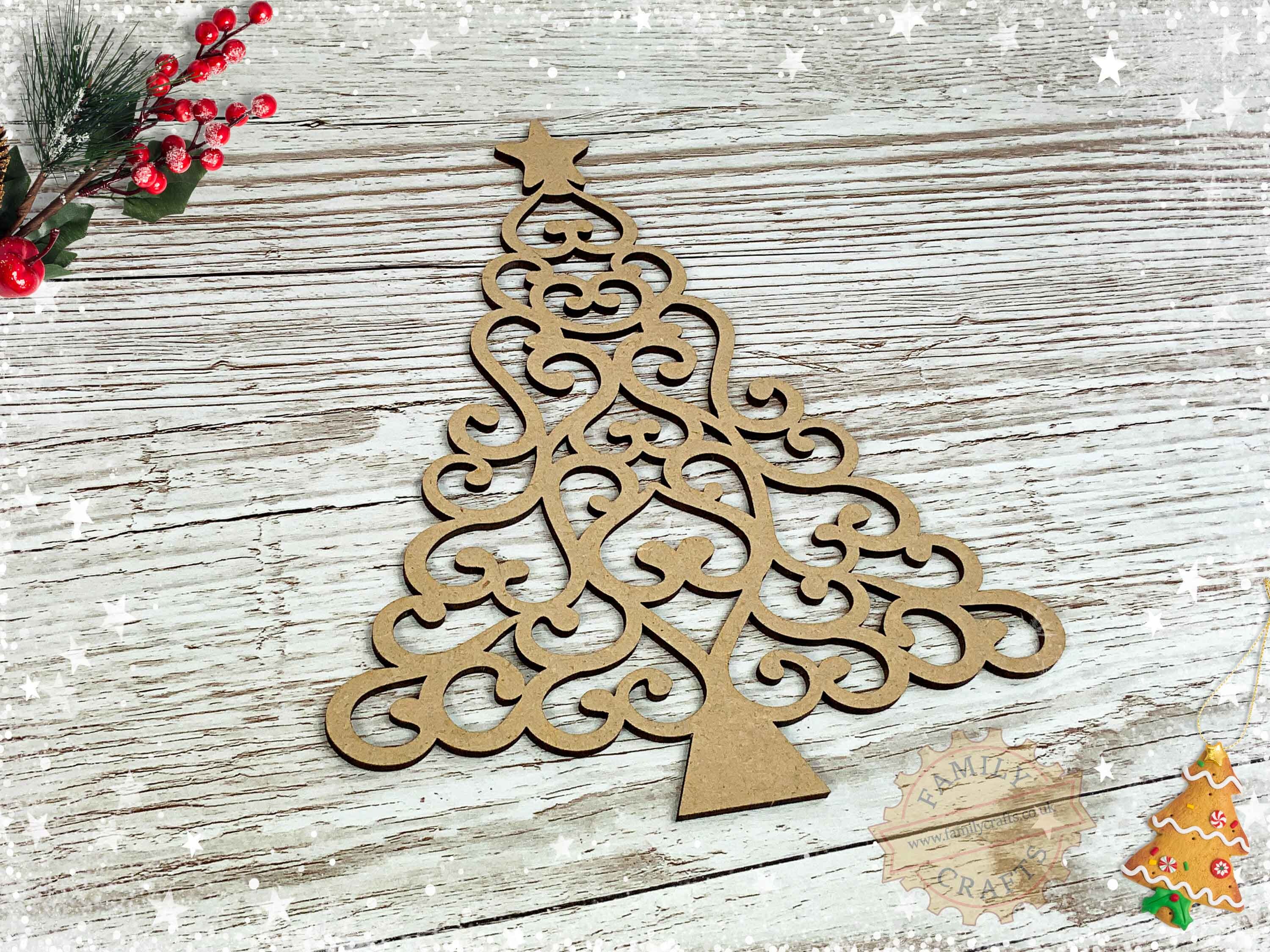 MDF Christmas Tree Shape Curly Christmas Tree Decoration - Etsy UK