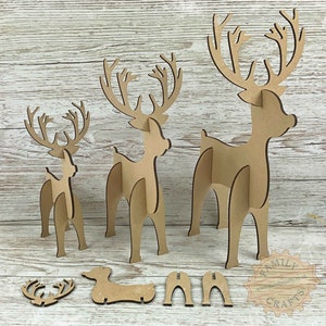 Freestanding Christmas Reindeer, Set of 3 MDF Reindeer Shapes to ...
