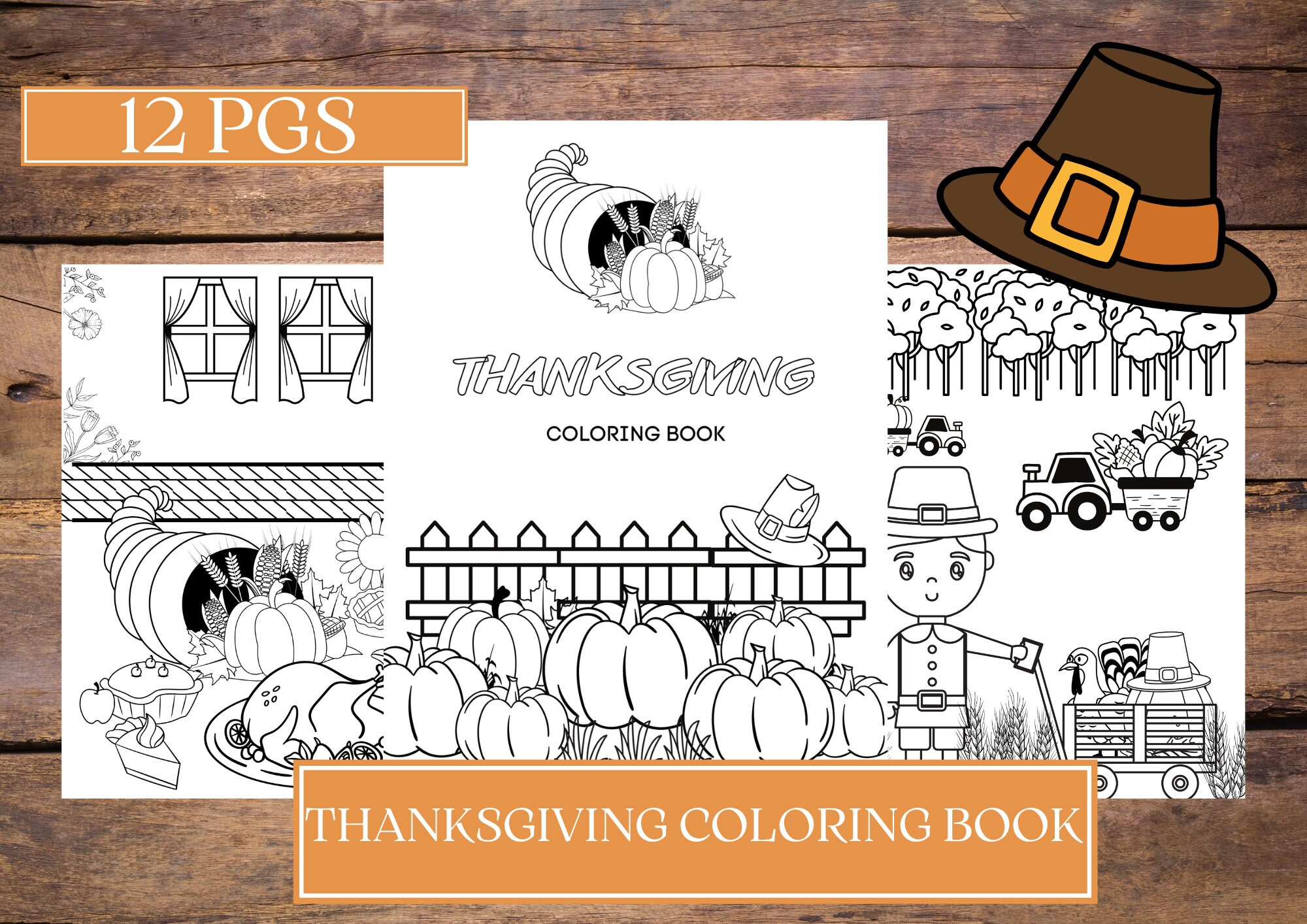 Thanksgiving Coloring Book Printable Thanksgiving Coloring - Etsy