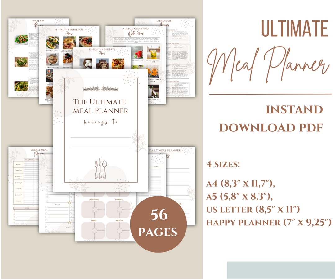 Ultimate Meal Planner Printable, Weekly Meal Planner, Daily Food ...