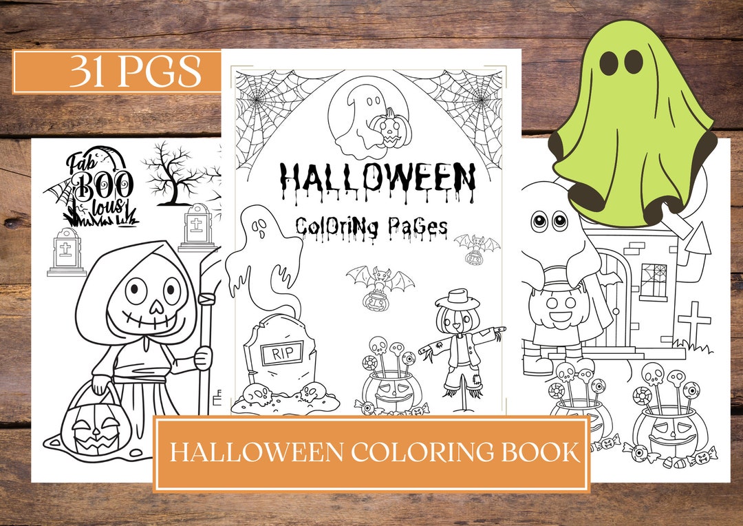 Halloween Coloring Book Printable Halloween Coloring Pages - Etsy