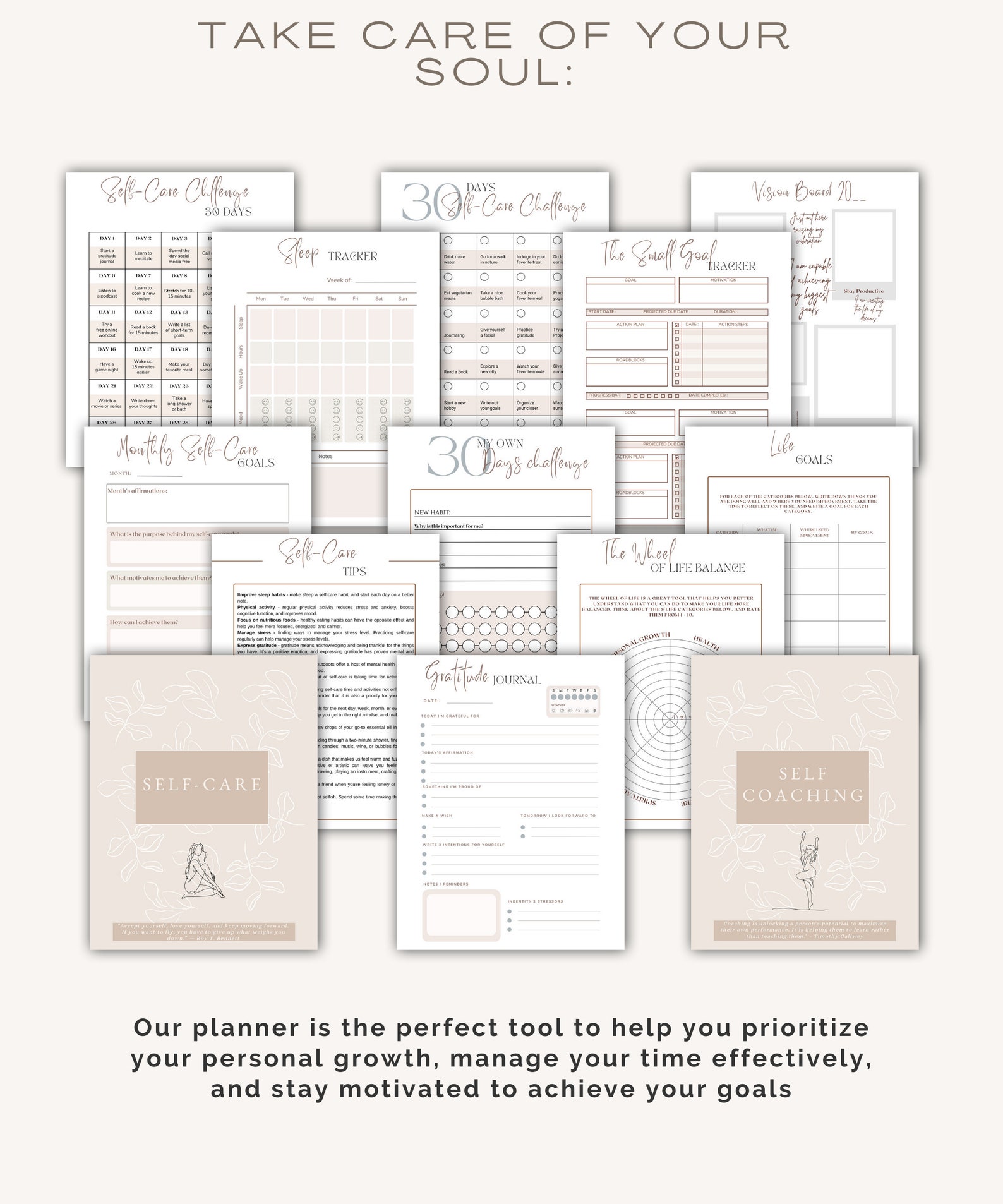 Woman Self-care Planner Printable Fitness Planner Digital - Etsy