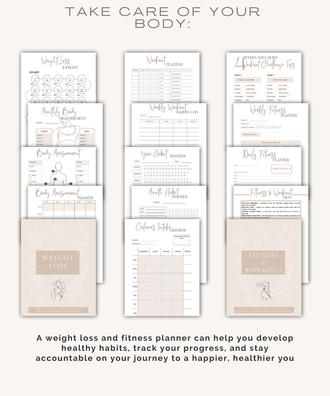 Woman Self-care Planner Printable Fitness Planner Digital - Etsy