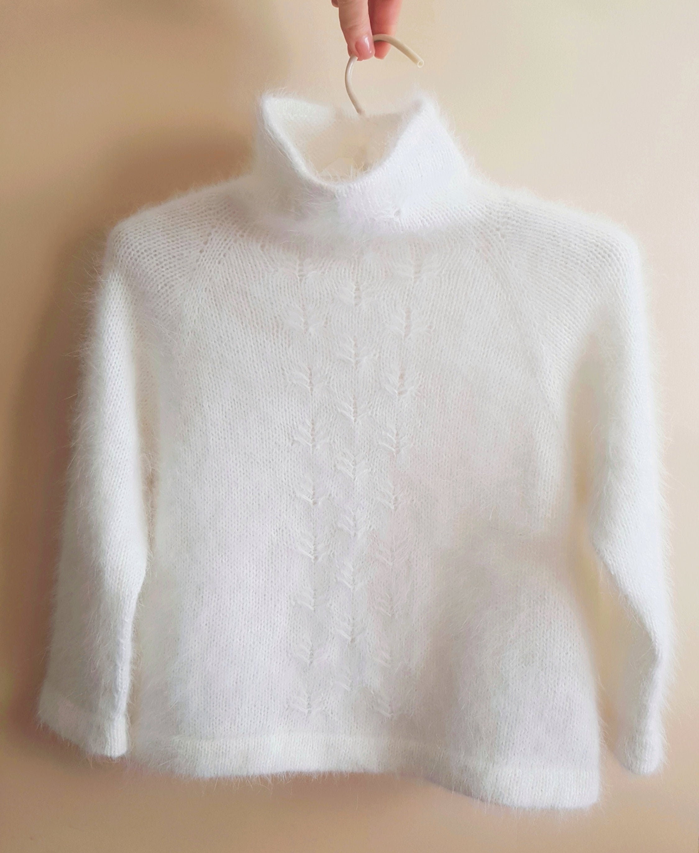 Angora rabbit yarn sweater for girl | Etsy