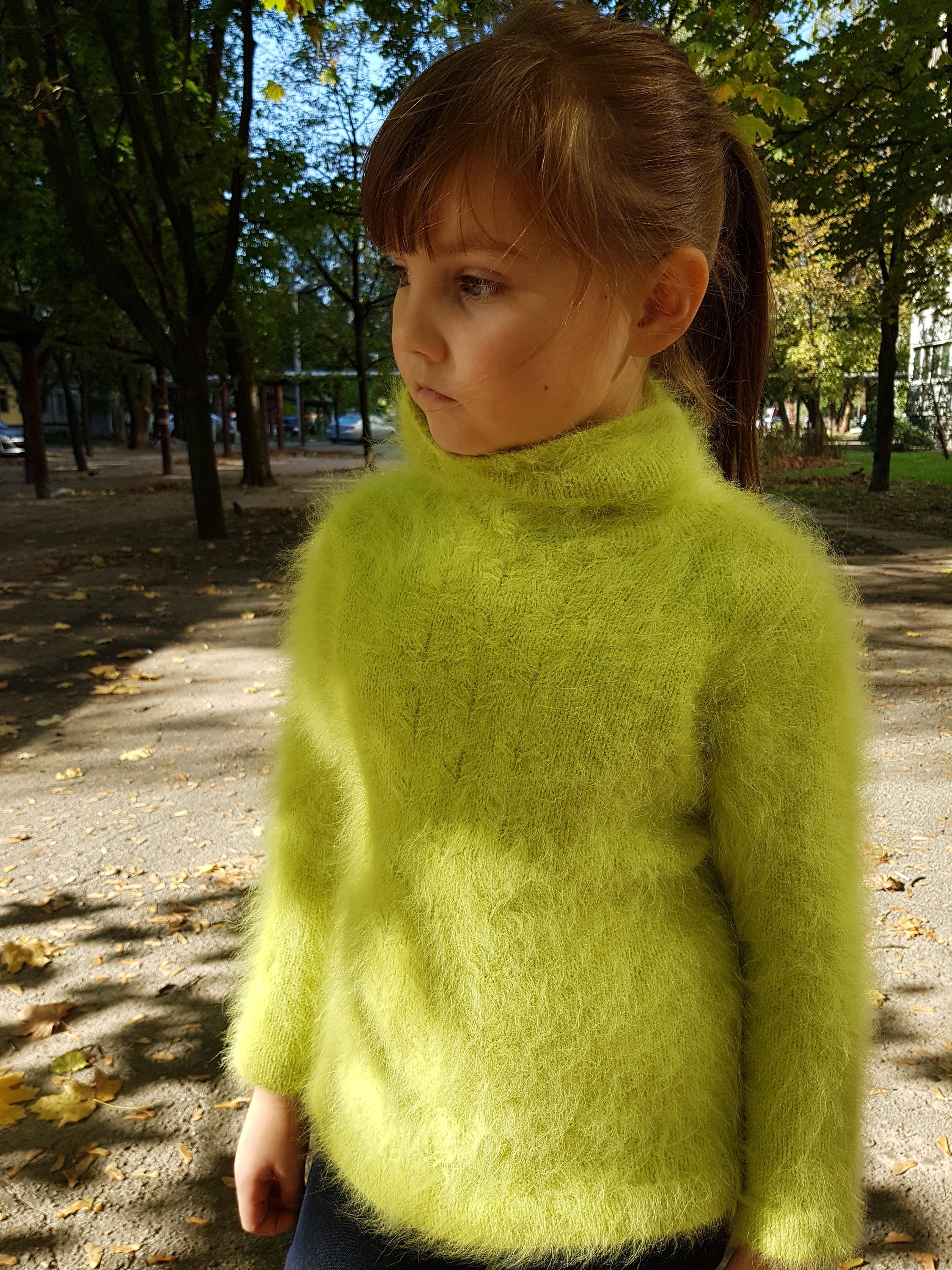 Angora rabbit yarn sweater for girl | Etsy