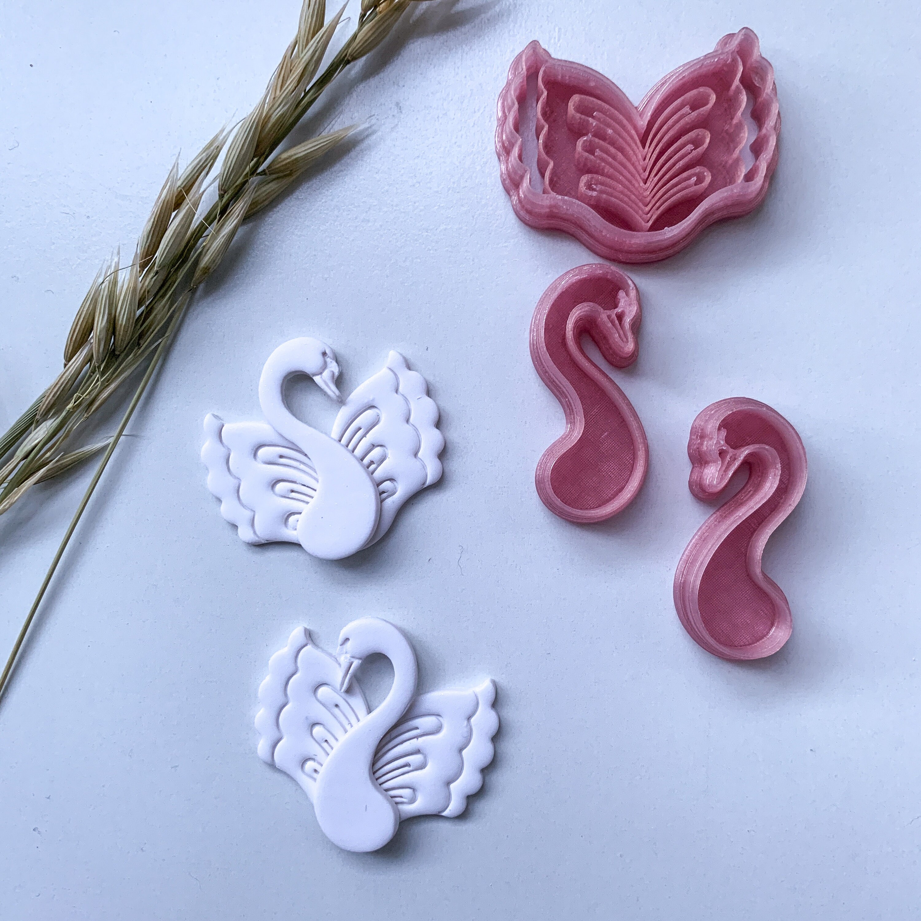 Mirrored Swan Clay Cutter Set 3D Printed Clay Cutters Shape - Etsy