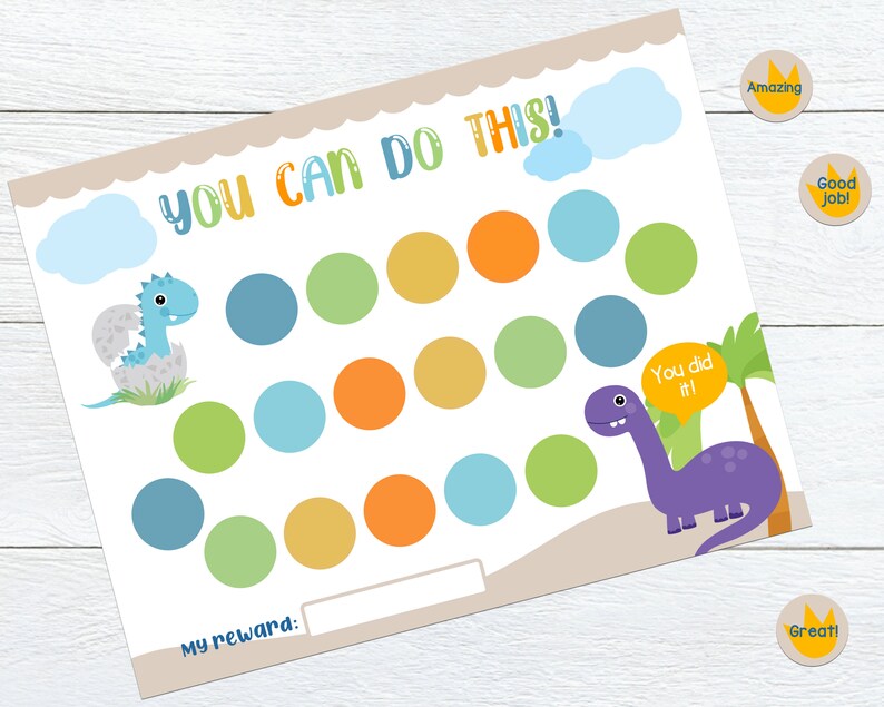 Dinosaur Reward Chart, Potty Training Chart, Behavior Chart, Kids Goals ...
