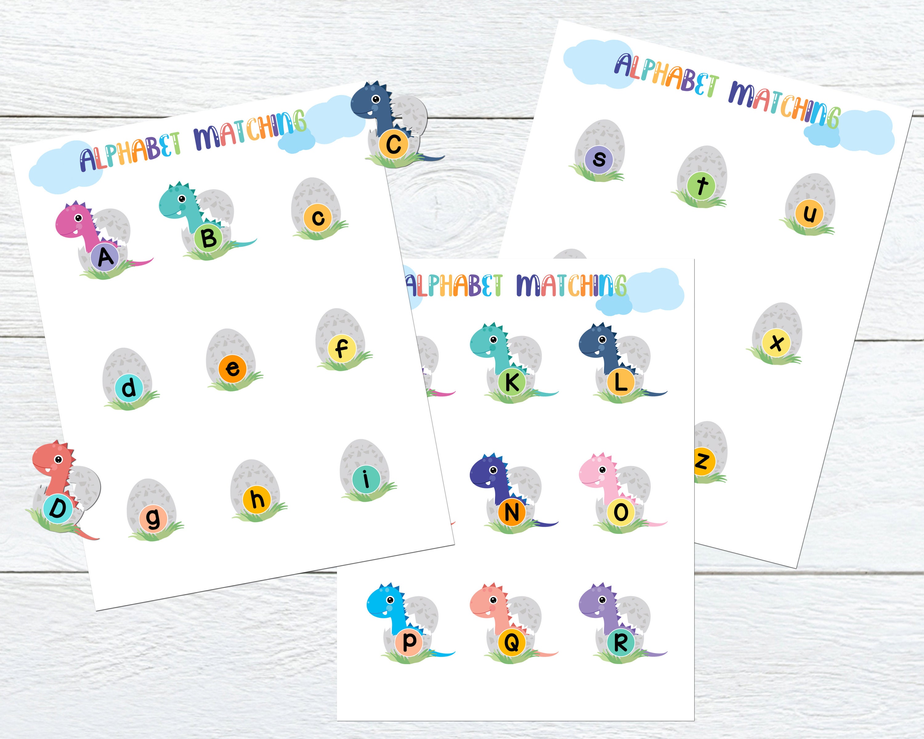 Dinosaur Alphabet Matching Preschool Dinosaur Activity Learn | Etsy