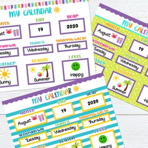 Kids Daily Calendar, Kids Morning Board, Montessori Calendar, Preschool ...
