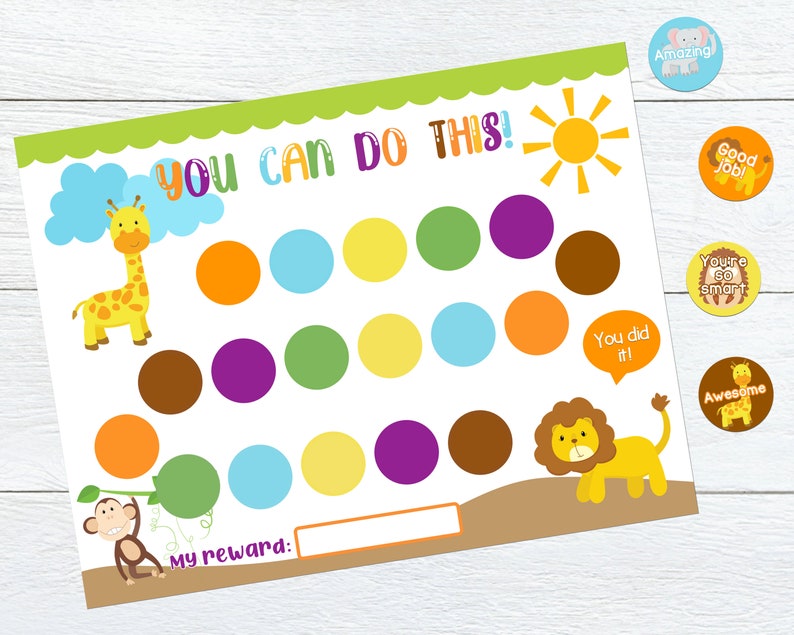 Zoo Animals Reward Chart, Potty Training Chart, Behavior Chart, Kids ...