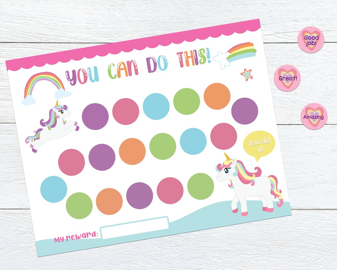 Unicorn Reward Chart, Potty Training Chart, Chores Chart, Behavior ...