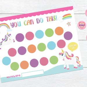 Unicorn Reward Chart, Potty Training Chart, Chores Chart, Behavior ...