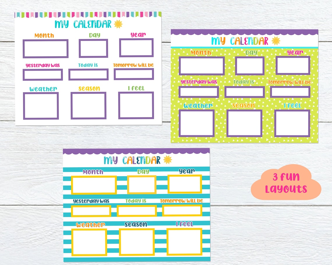 Kids Daily Calendar, Kids Morning Board, Montessori Calendar, Preschool ...