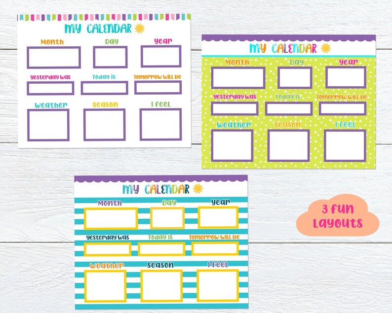 Kids Daily Calendar, Kids Morning Board, Montessori Calendar, Preschool ...