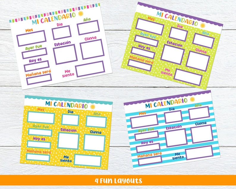Kids Daily Calendar in Spanish, Calendario Niños En Español, Toddler ...