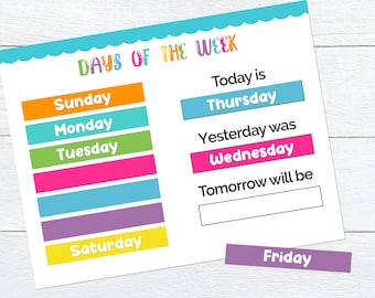 Days of the Week Worksheets for Kids Circle Time Wheel and Tracing ...