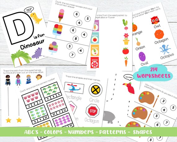 Preschool alphabet workbook 214 worksheets preschool | Etsy
