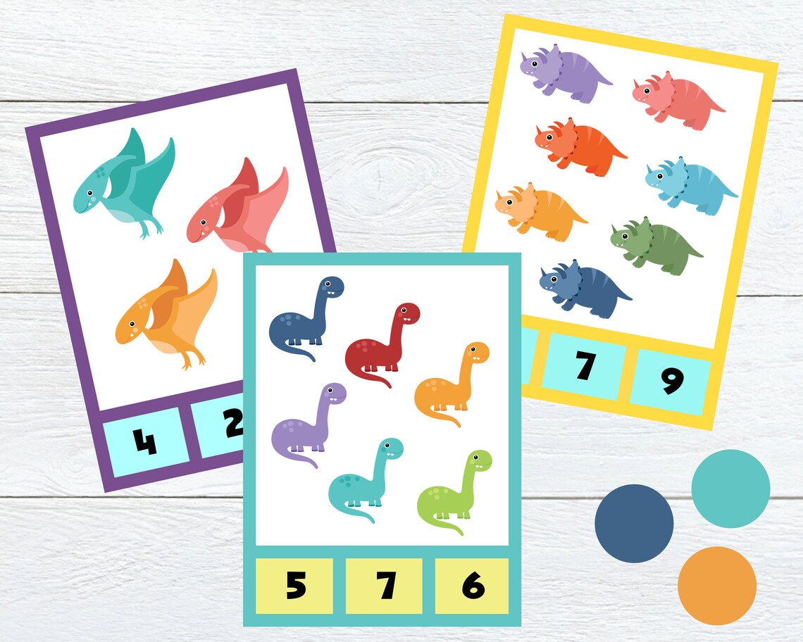 Dinosaur Counting Clip Flashcards, Preschool, Homeschooling, Learn to ...