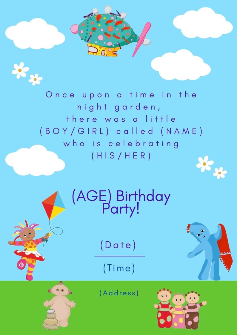 In the Night Garden Party Invitation (download) - Etsy