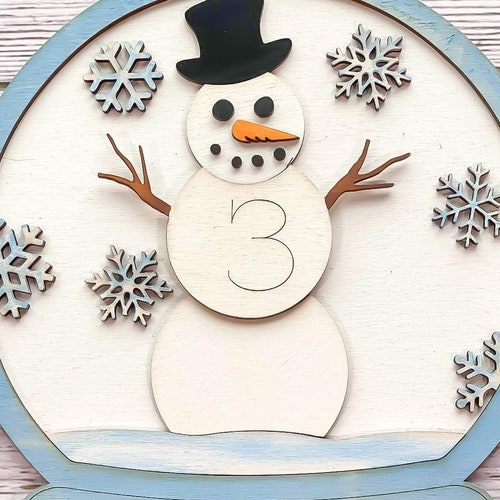 Snowman Snow Globe Interchangeable Christmas Countdown - Etsy