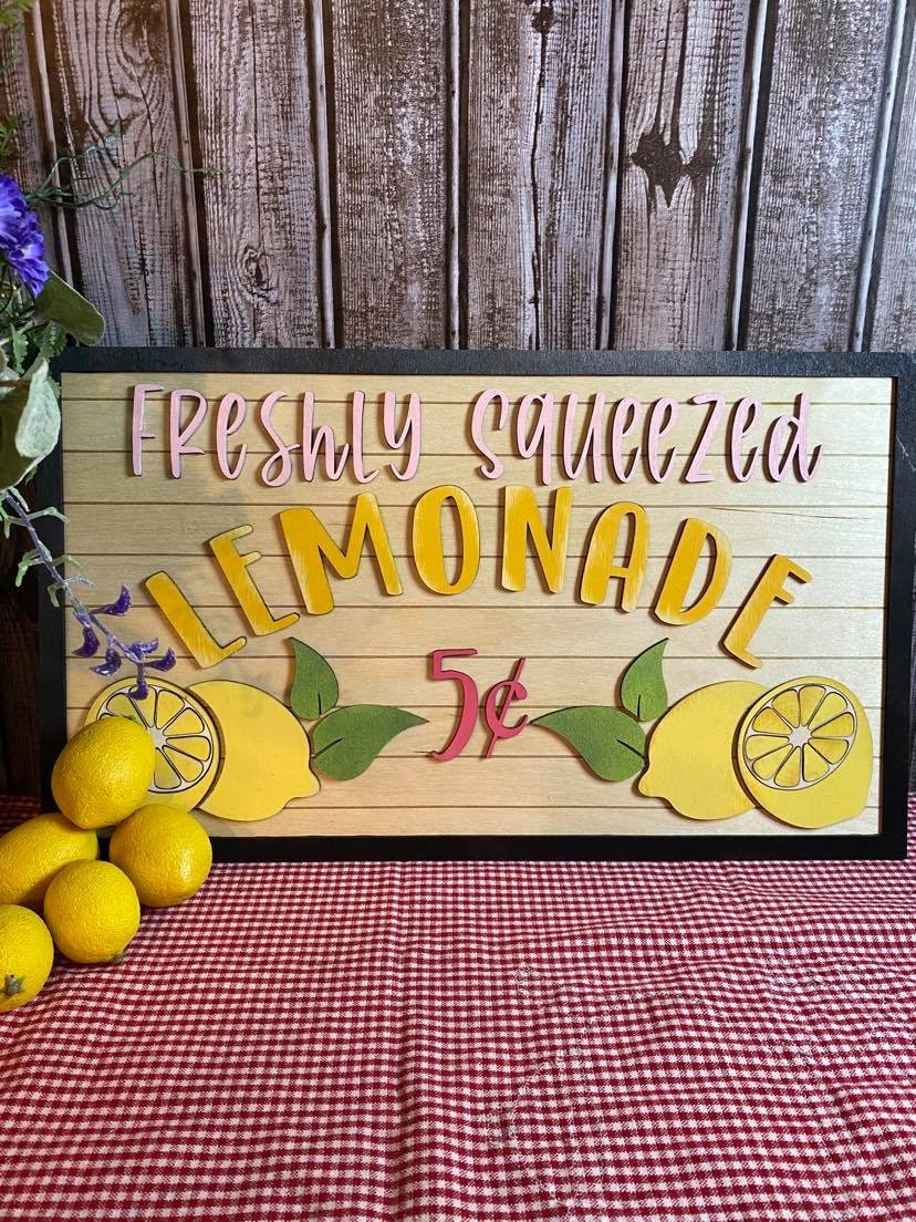 Freshly Squeezed Lemonade Sign-frame-spring-digital - Etsy