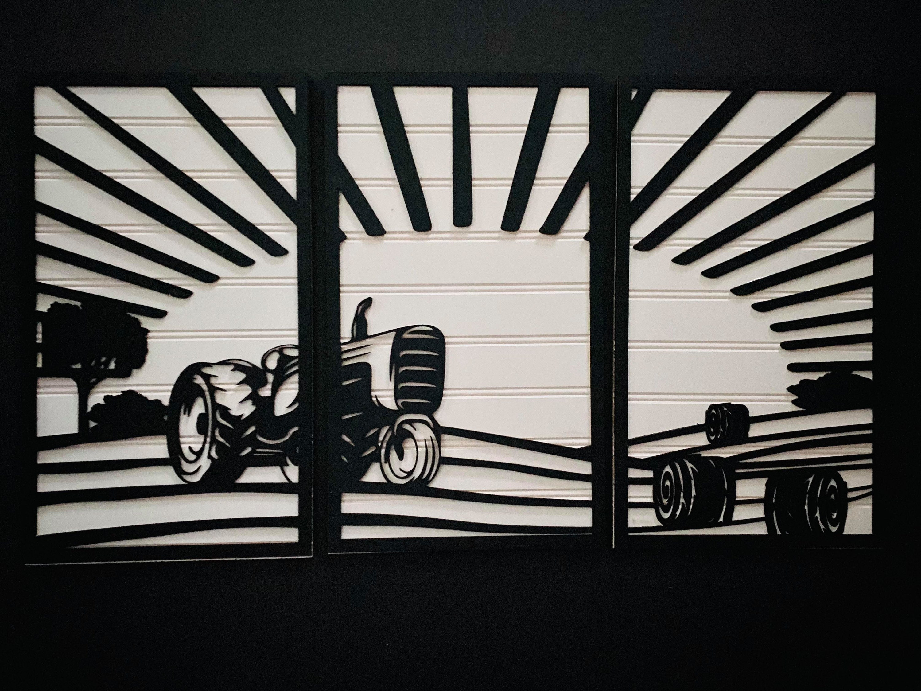 3 Piece Tractor Scene Picture-photo-large-with Trim Mountain - Etsy