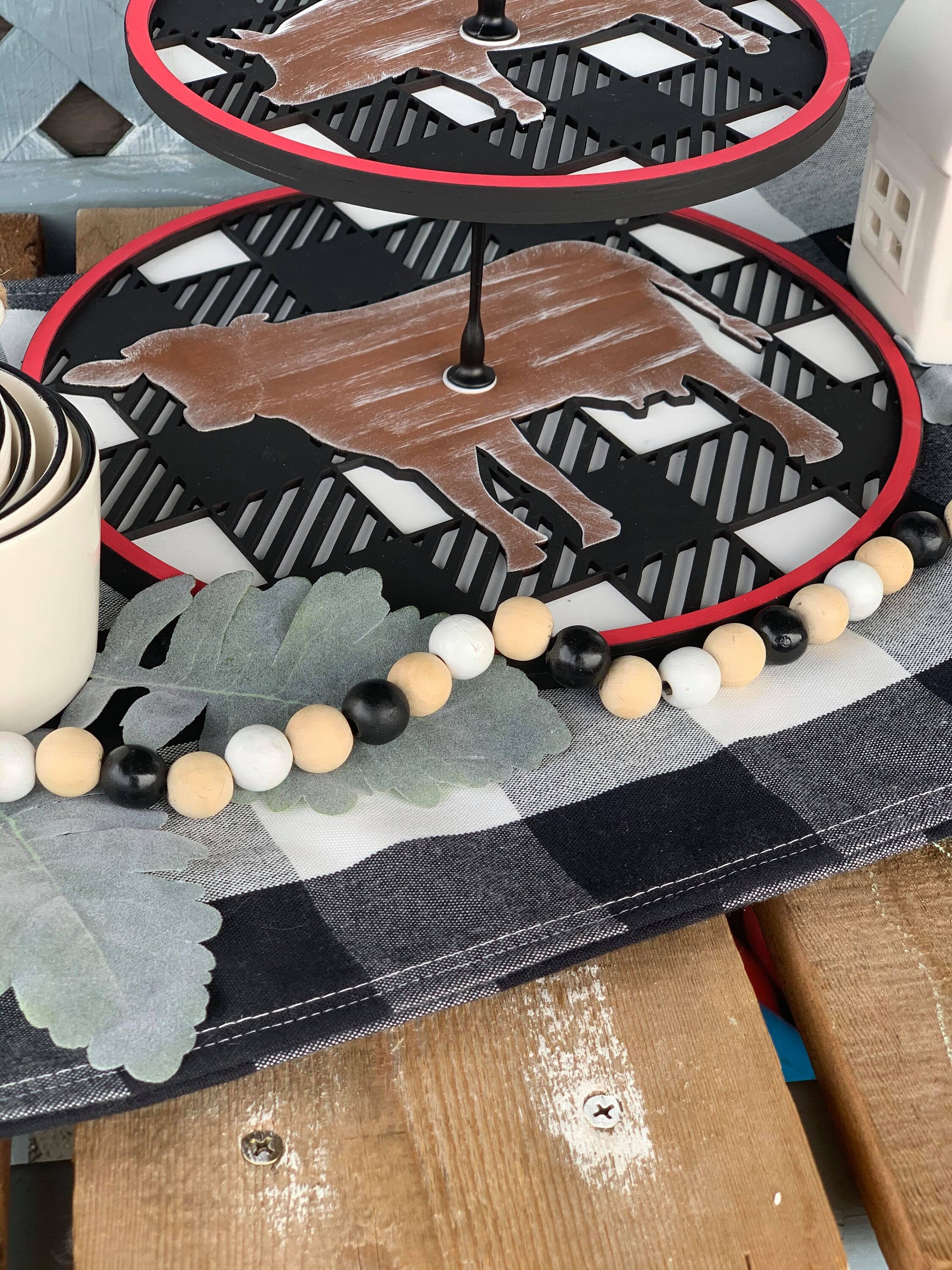 Buffalo Plaid Farmhouse Animal 3 Layer Tiered - Etsy