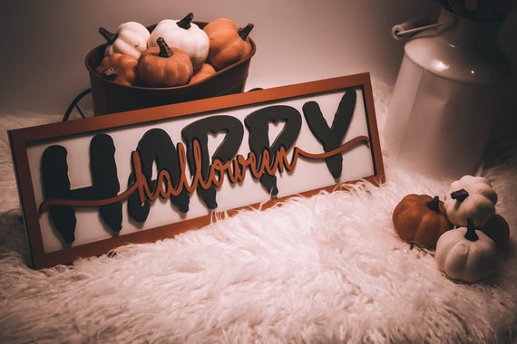 Happy Halloween Knockout Sign Sign 2 Layer-framed-digital | Etsy