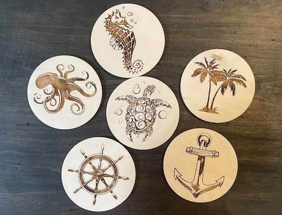 SET OF 6 Coasters photo-large Beachy digital | Etsy Canada