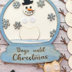 Snowman Snow Globe Interchangeable Christmas Countdown Sign-w/stand ...