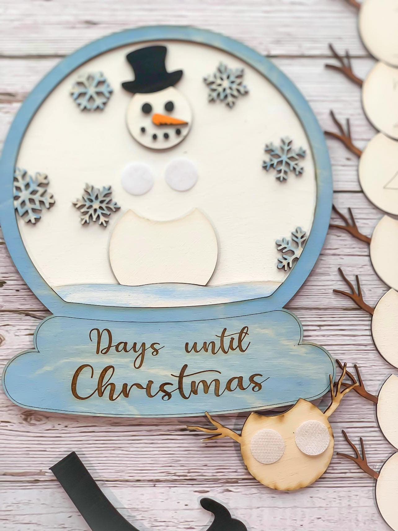 Snowman Snow Globe Interchangeable Christmas Countdown Sign-w/stand ...
