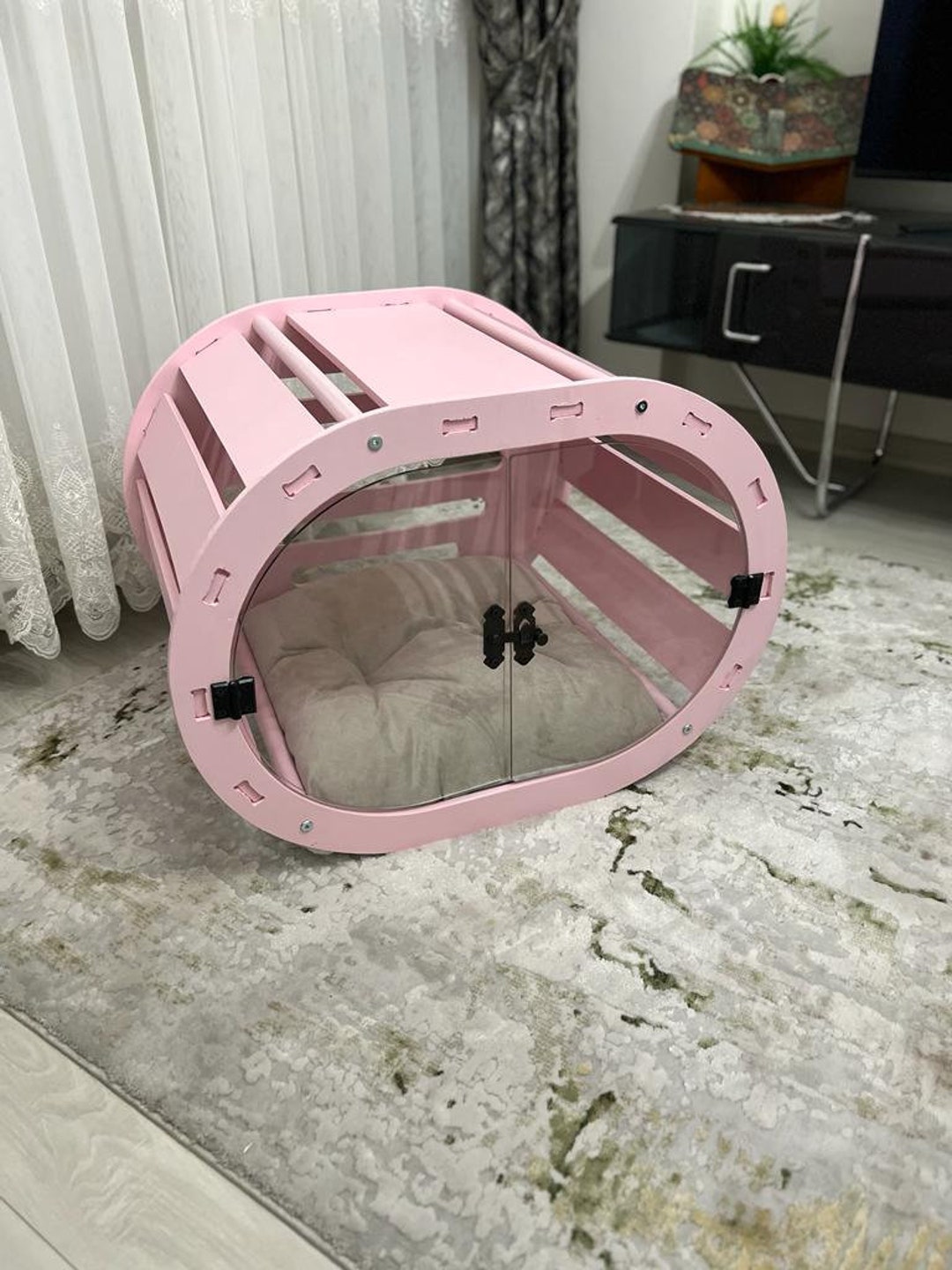 Unique Design,baby Pink Dog House, Pet Furniture, Wood Dog Kennel ...