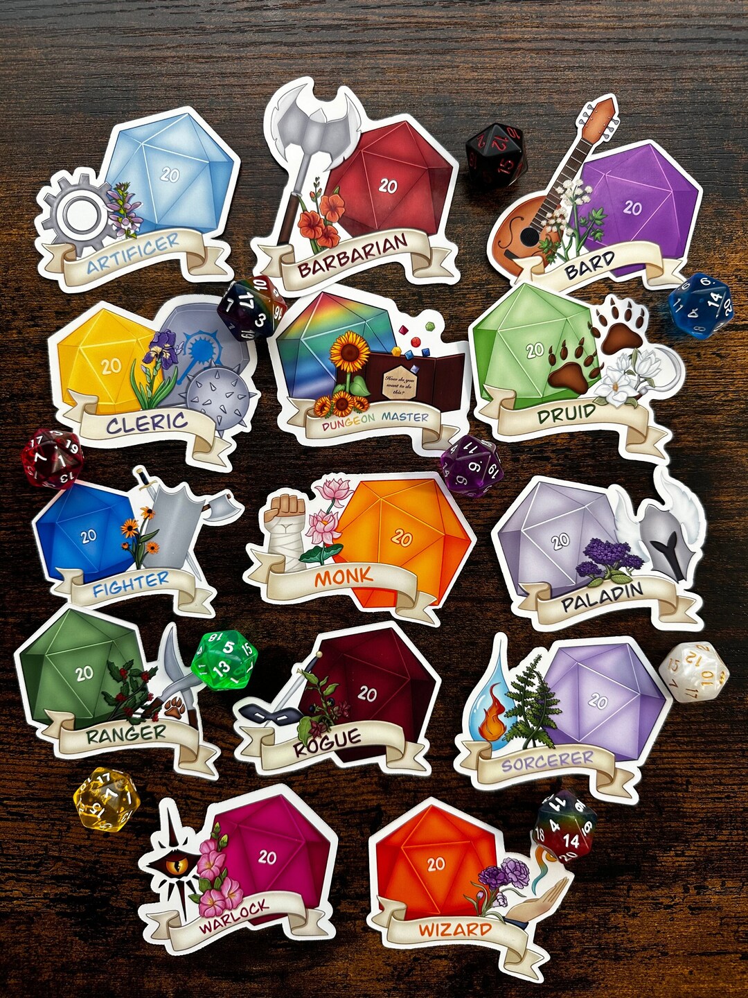 D20 D&D Class Stickers Dungeons and Dragons - Etsy