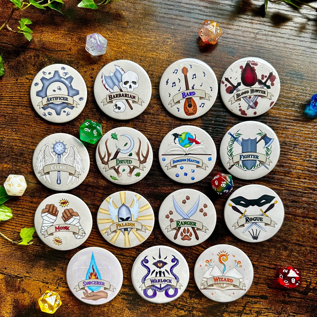 Dnd Class Badges D&D Buttons Dungeons and Dragons - Etsy