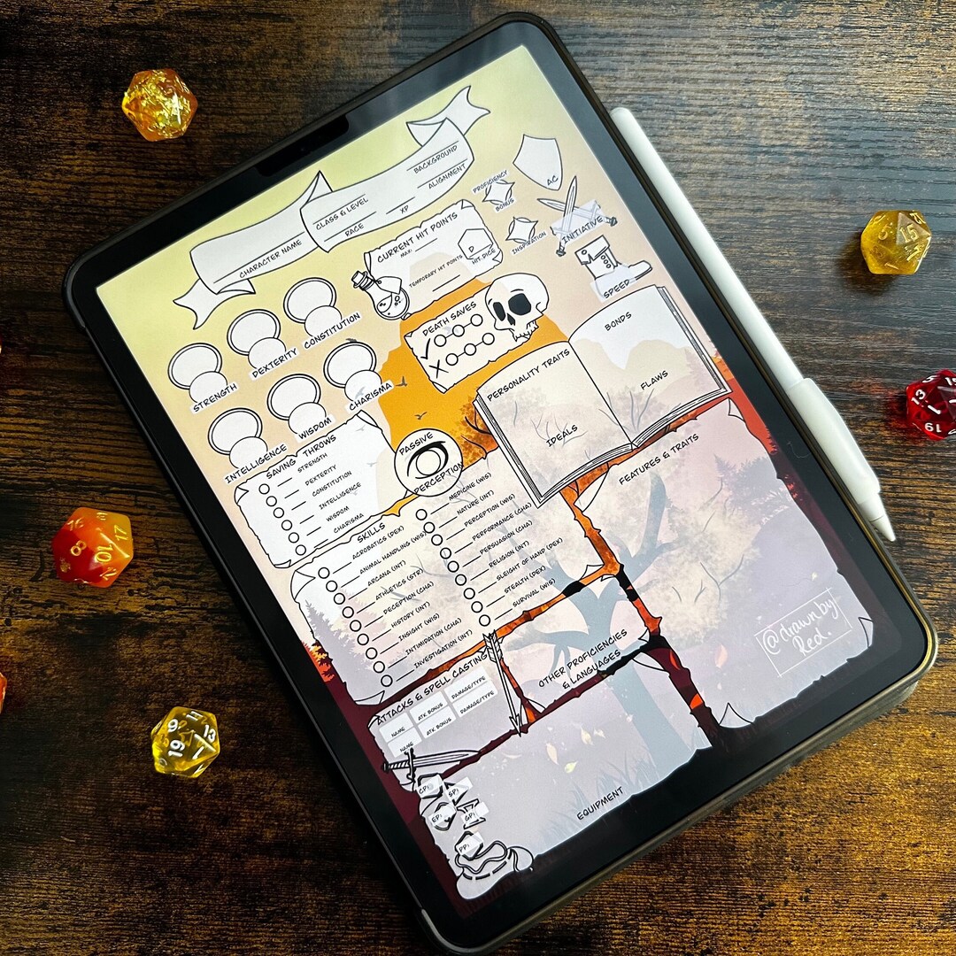 Digital Custom Dnd Character Sheet Autumn Theme - Etsy Australia