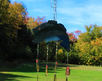 Fish Large Mouth Bass Blue Swirly Metal Wind Spinner - Etsy
