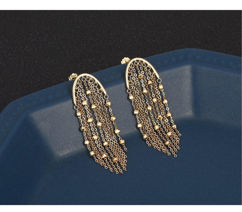 Dreamcatcher Pure 18K Gold Luxurious Waterfall Tassel Earrings for ...
