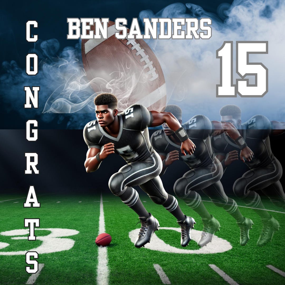 Football Graduation Backdrop Template - Etsy