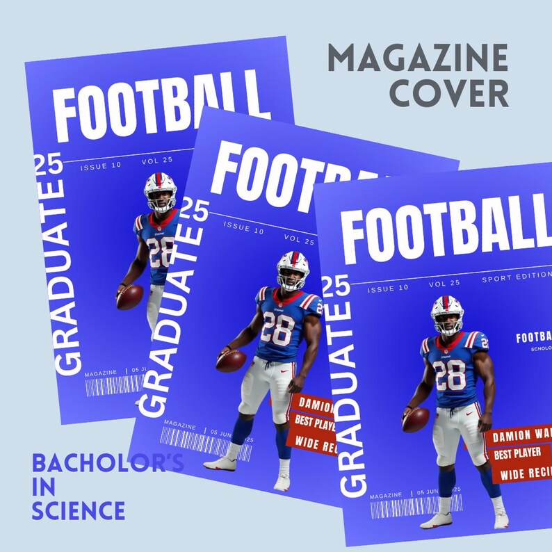 Football Magazine Cover Template Etsy