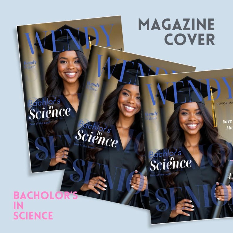 Graduation Magazine Cover Template - Etsy