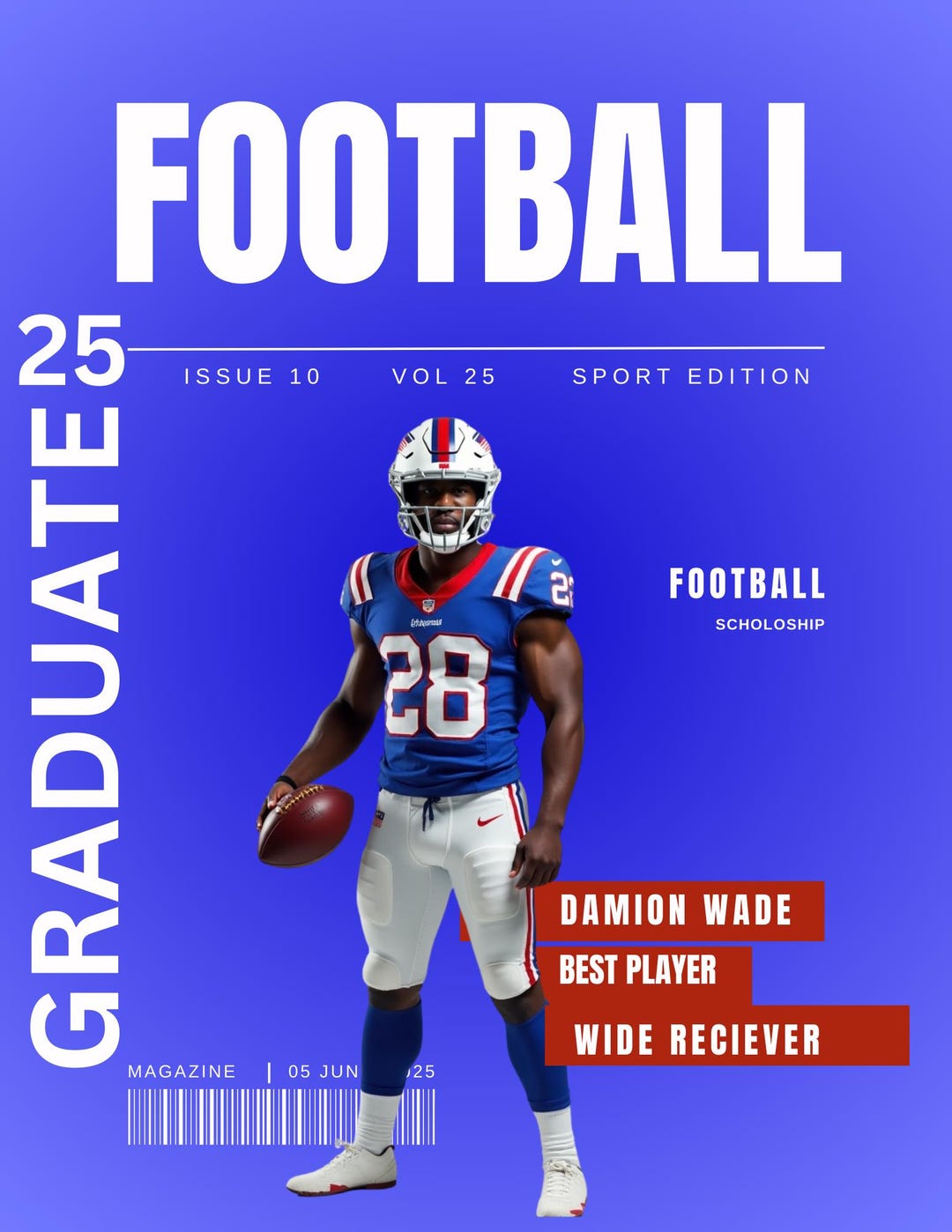 Football Magazine Cover Template - Etsy