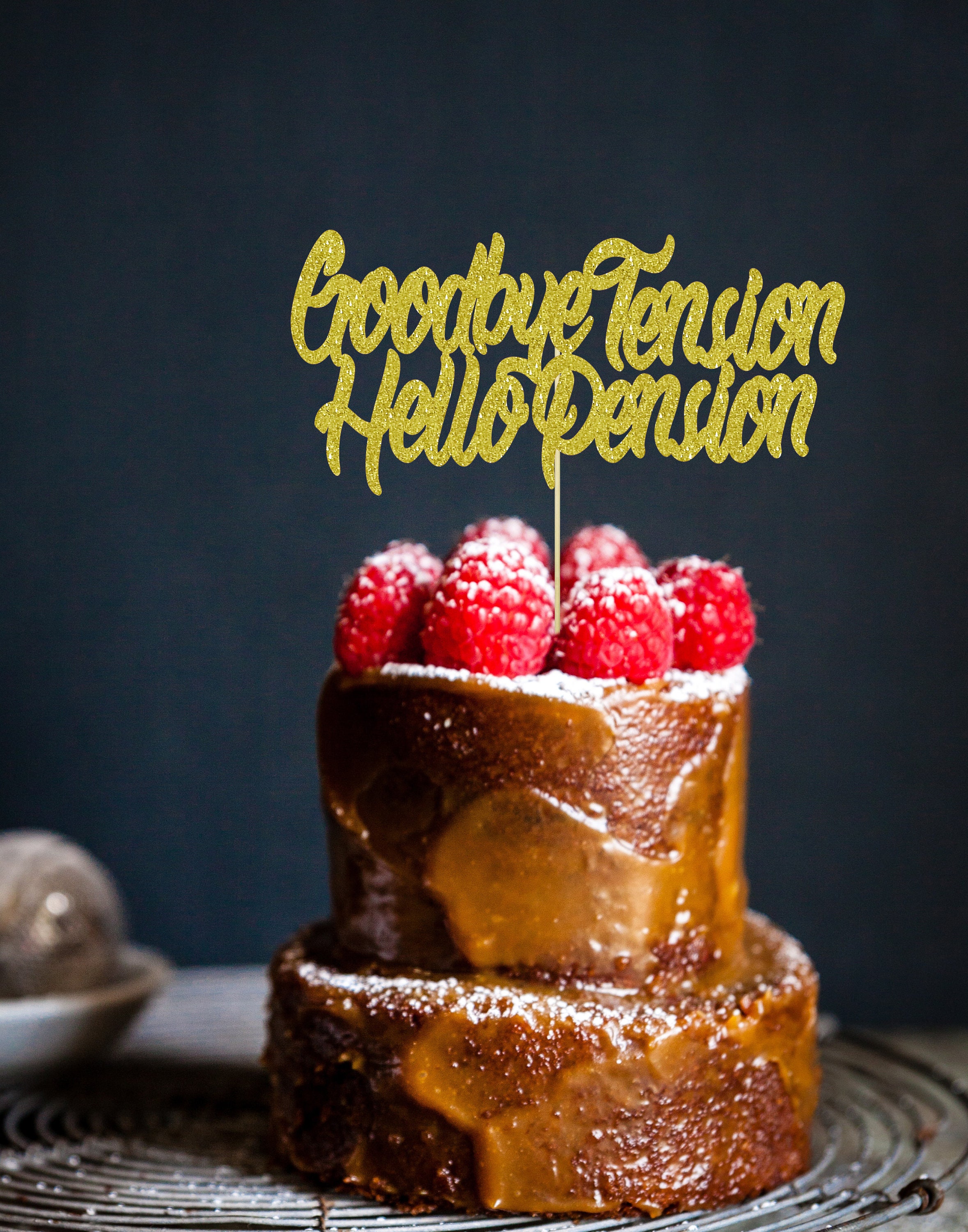 Goodbye Tension Hello Pension Cake Topper Personalized Cake | Etsy