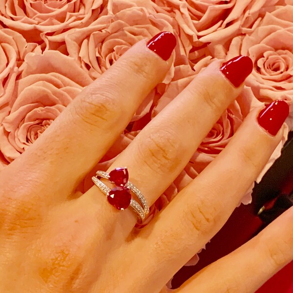 Ruby Heart Ring - Etsy