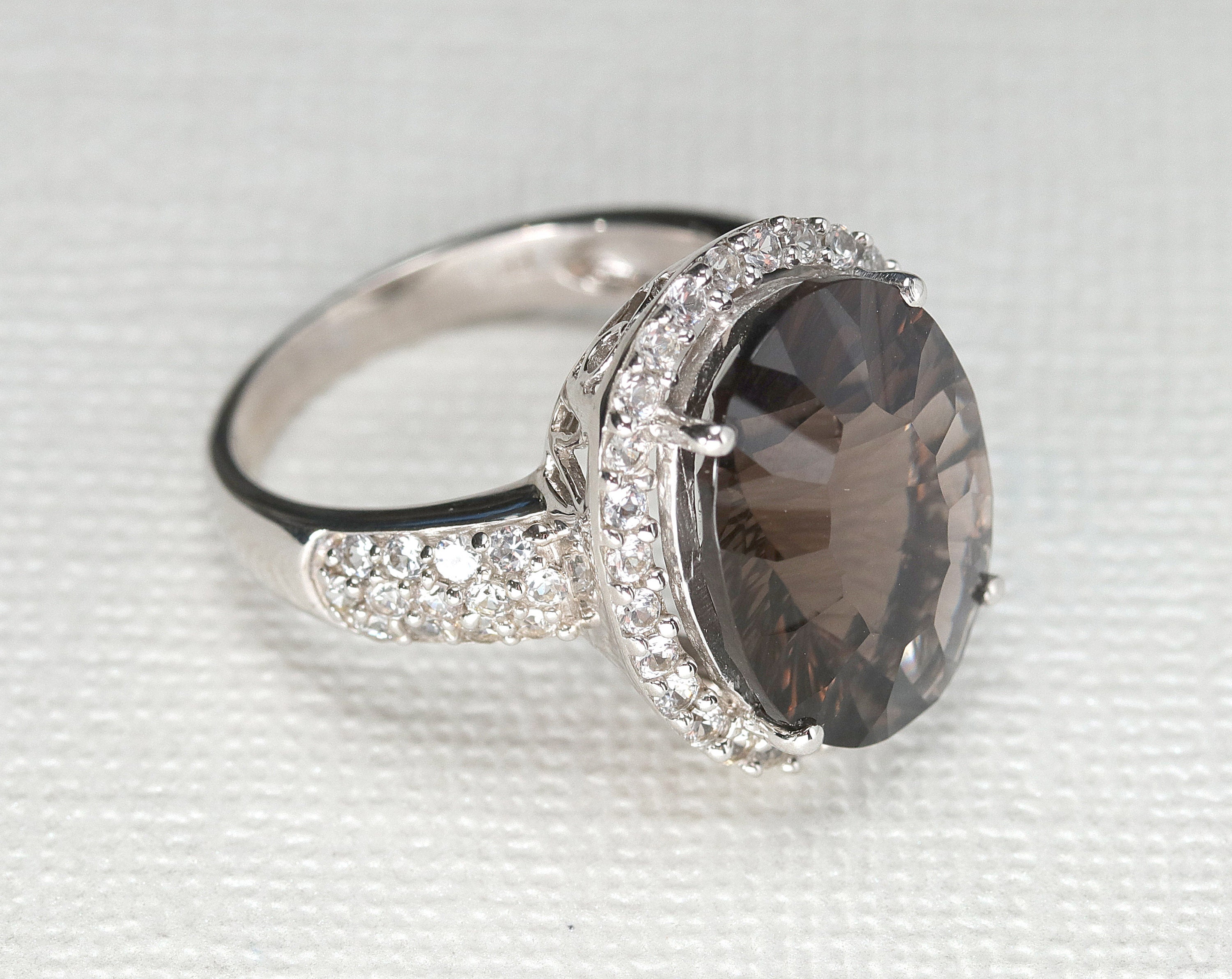 Smokey Topaz Large Fashion Ring Smokey Quartz Statement Ring | Etsy