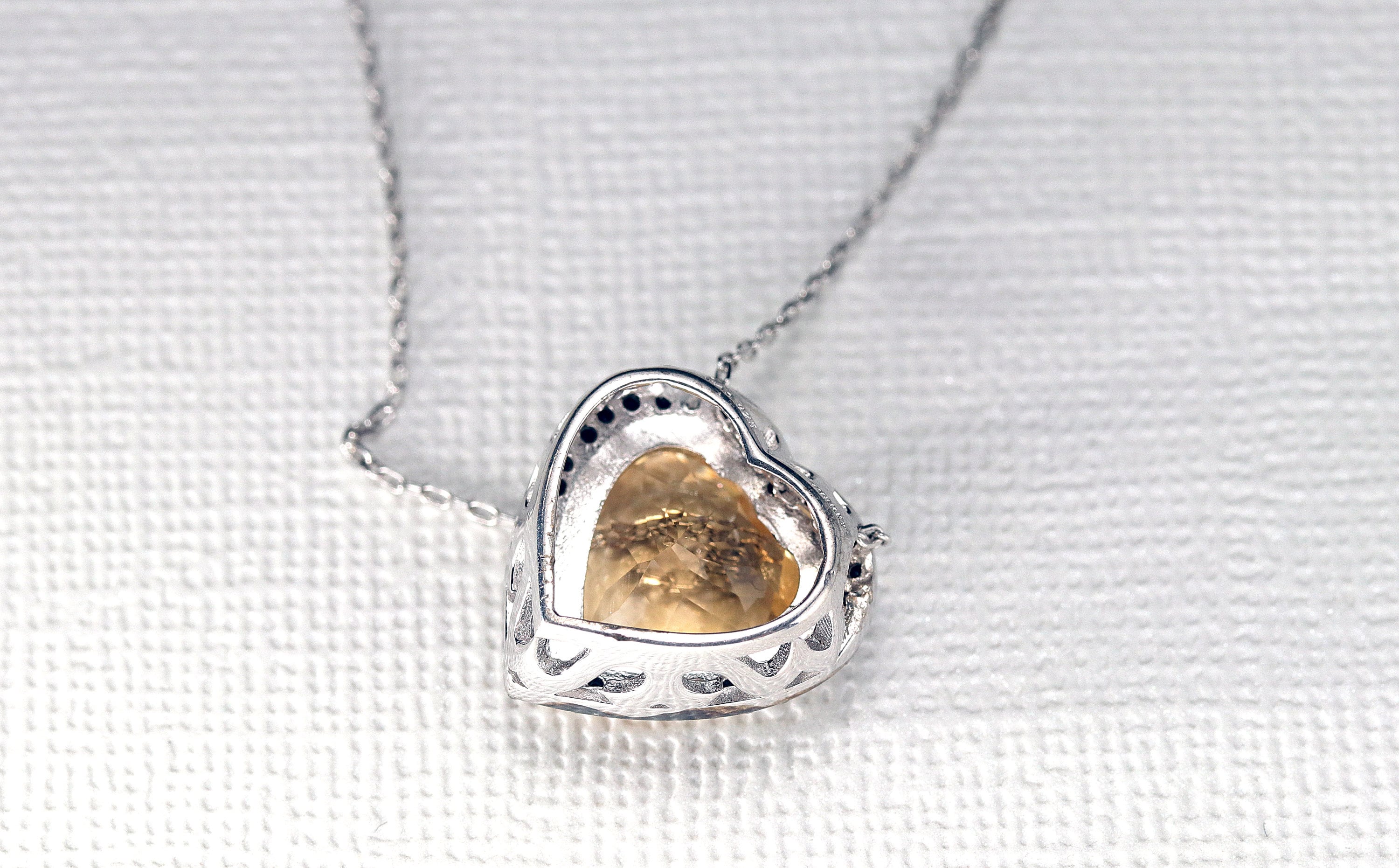 Citrine Heart Pendant Golden Citrine Heart & Black Spinel | Etsy