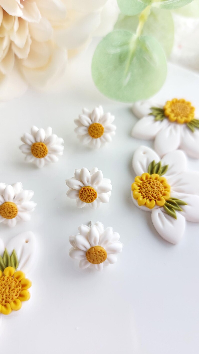 Handcrafted Polymer Clay Daisy Earrings – Hypoallergenic Boho Floral ...