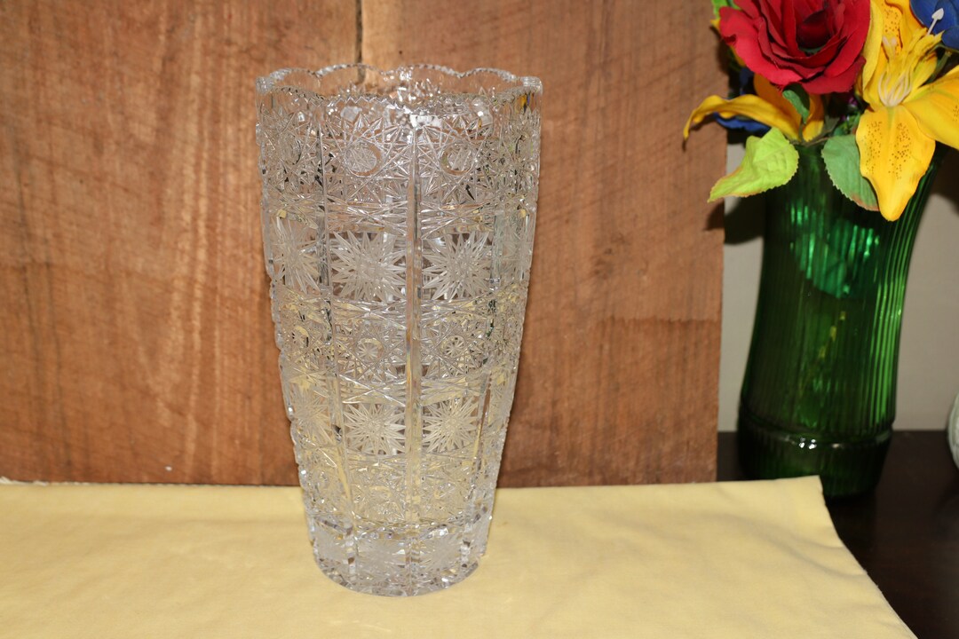 Queen Lace Crystal Vase, Thick Blown Glass, Bohemia Decor 9 3/4" - Etsy