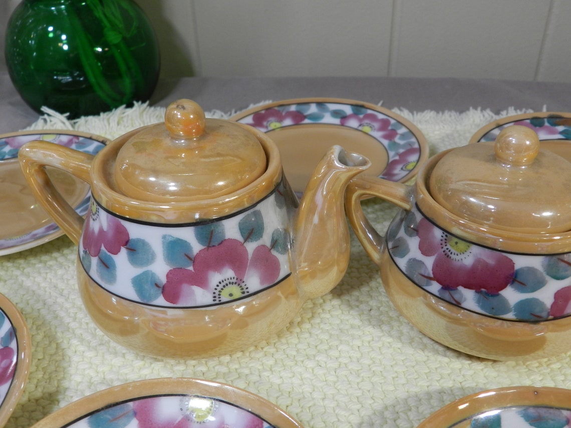 TA Made in Japan Orange Lusterware With Pink Floral Pattern. - Etsy