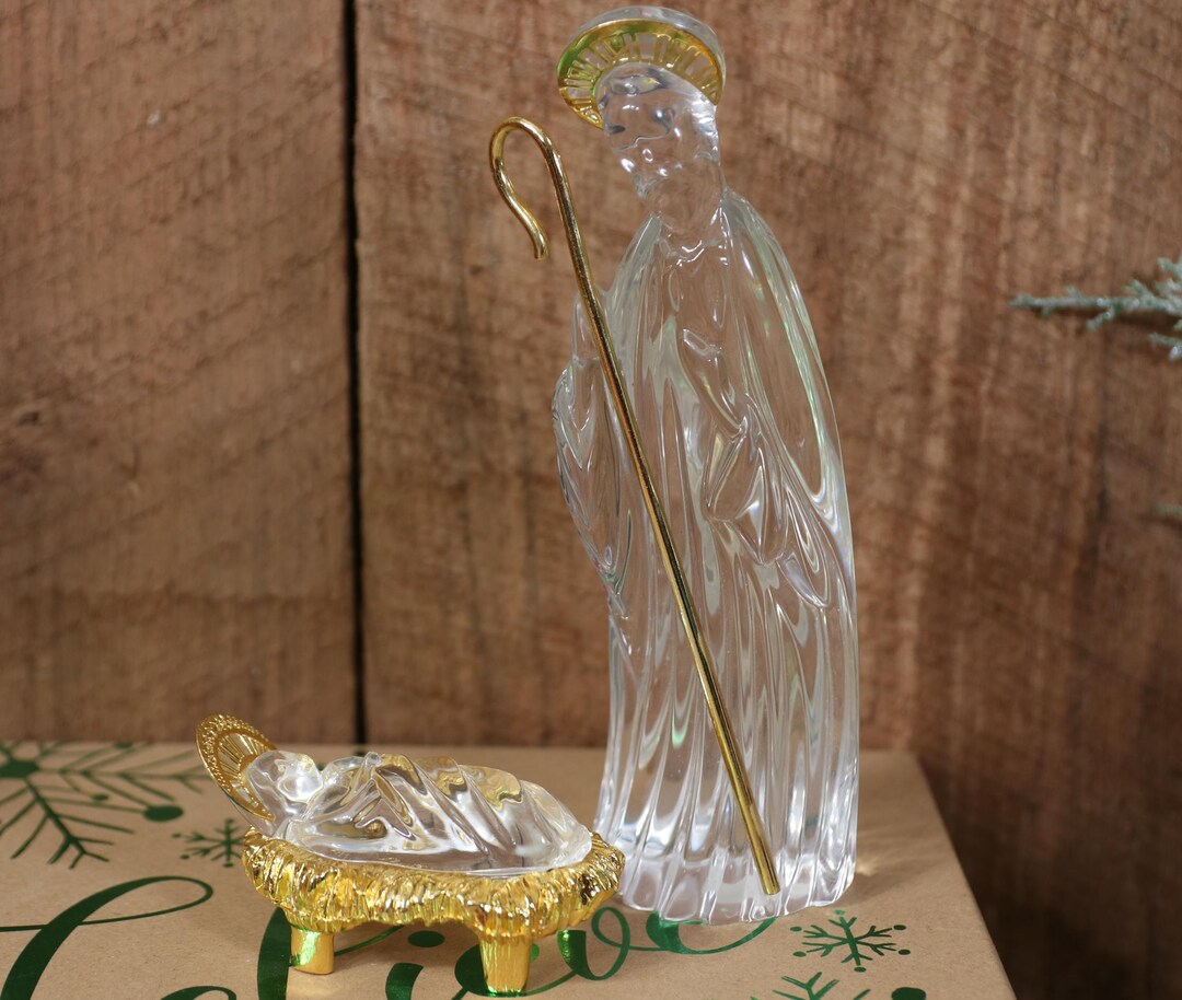 Gorham Crystal Nativity Figurine Jesus and Joseph. Beautiful Lead ...